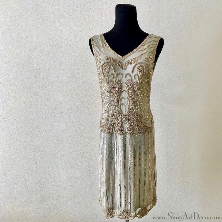 Grey Beaded Flapper Dress | Deco Shop