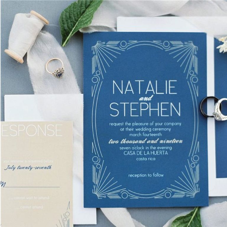 Blue + Silver Art Deco Invitation | Deco Shop